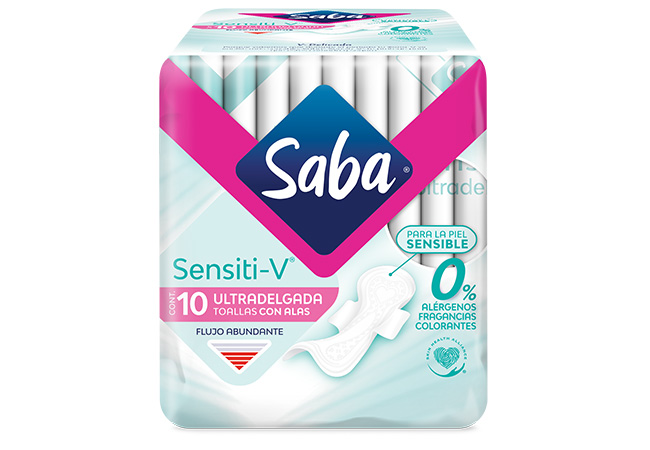 SABA SENSITI-V TOALLA ULTRADELGADA 10 UNIDADES