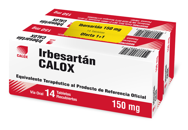 CALOX IRBESARTAN TABLETAS VÍA ORAL 150 MG (1+1)