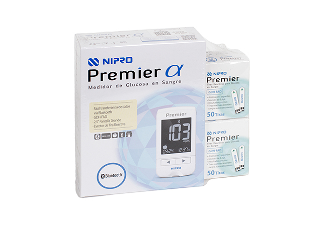 NIPRO GLUCÓMETRO PREMIER+ TIRAS NIPRO PREMIER x50