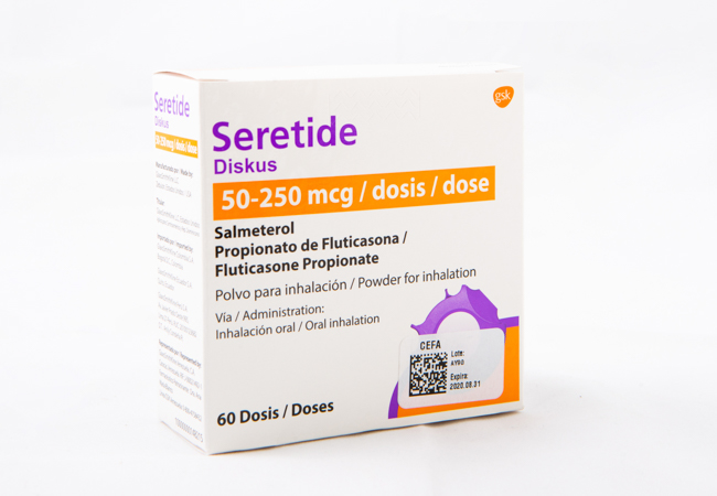 SERETIDE DISKUS INH 250 MCG INHALADOR VIA ORAL